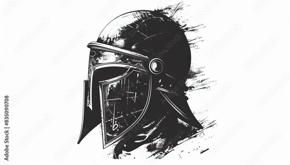 Mamluk warrior helmet illustration, modern graphic design, isolated ...