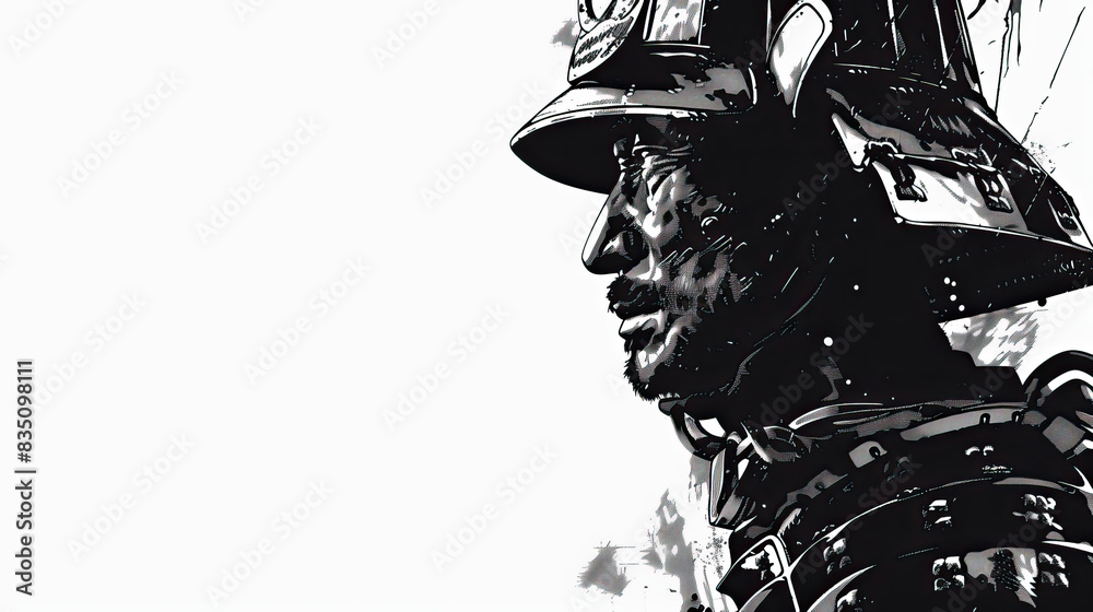 Samurai warrior helmet kabuto, modern graphic design, isolated, copy ...