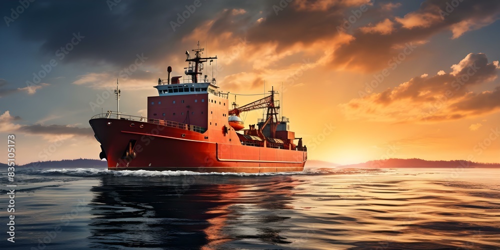 Image of vessel servicing offshore wind energy power plant grid ...