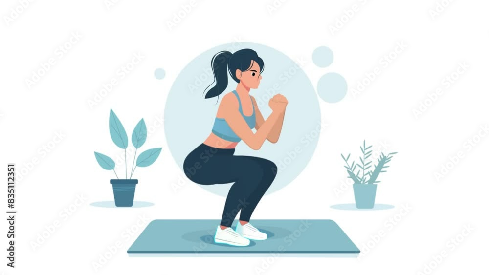 Video illustration of a girl doing sports. The concept of a healthy ...