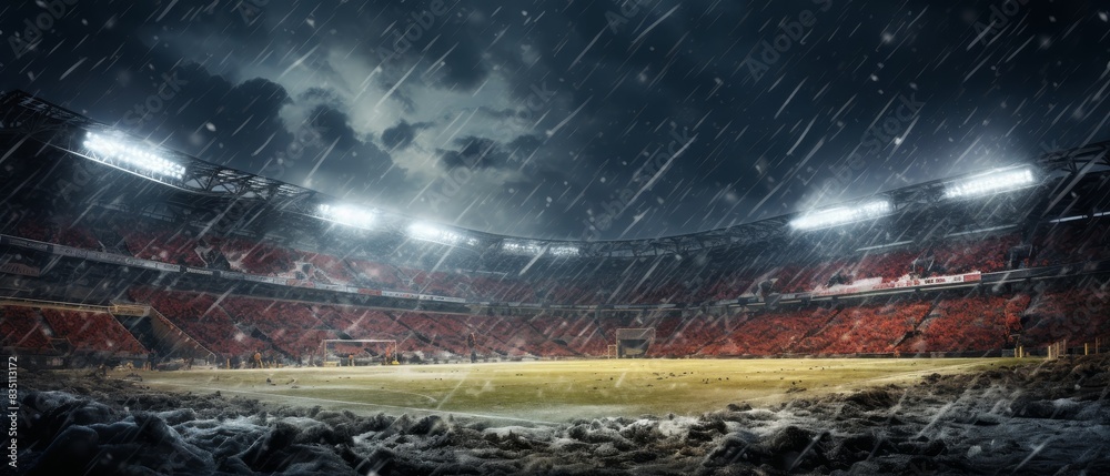 Soccer match delayed due to severe weather conditions Stock ...