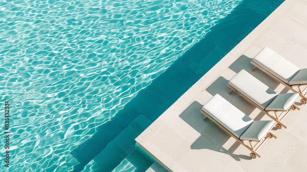 Elegant and Tranquil Poolside Setting with Turquoise Waters,Chaise ...
