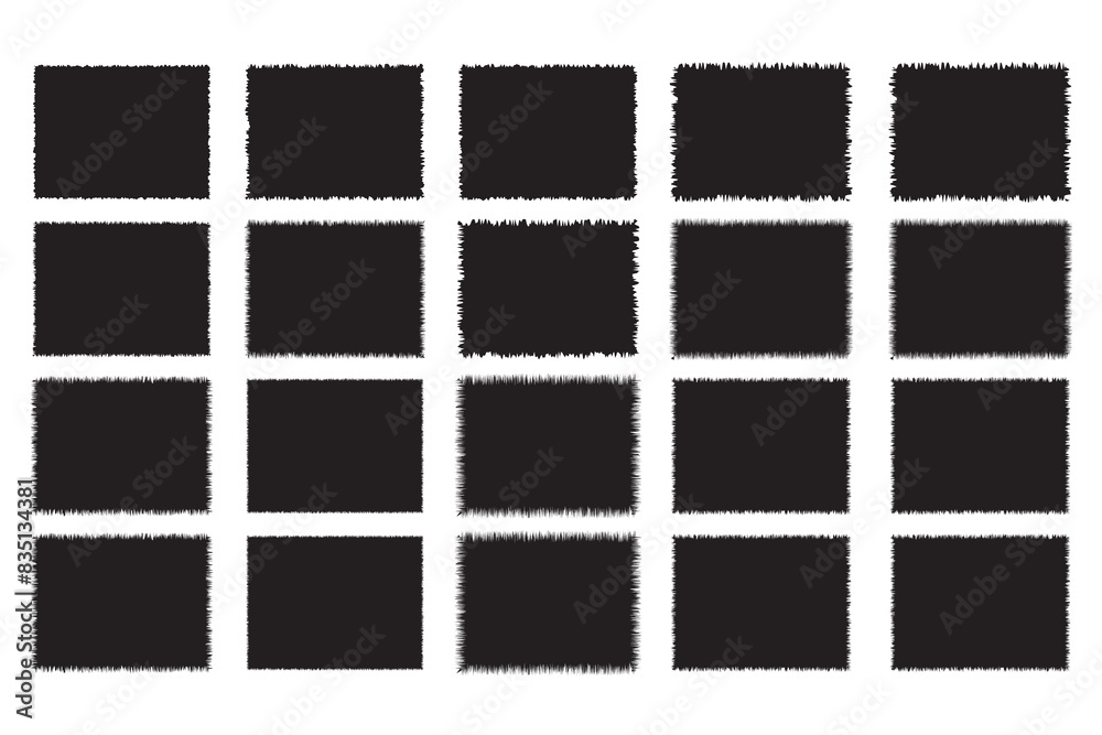 Set of torn paper frames. Jagged rectangles collection. Black grunge ...