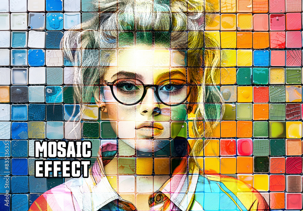 Mosaic Photo Effect with AI Elements Stock Template | Adobe Stock