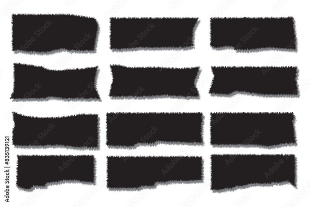 Torn paper pieces set. Light beige shapes with jagged uneven edges ...