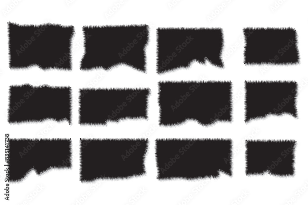 Torn paper pieces set. Light beige shapes with jagged uneven edges ...