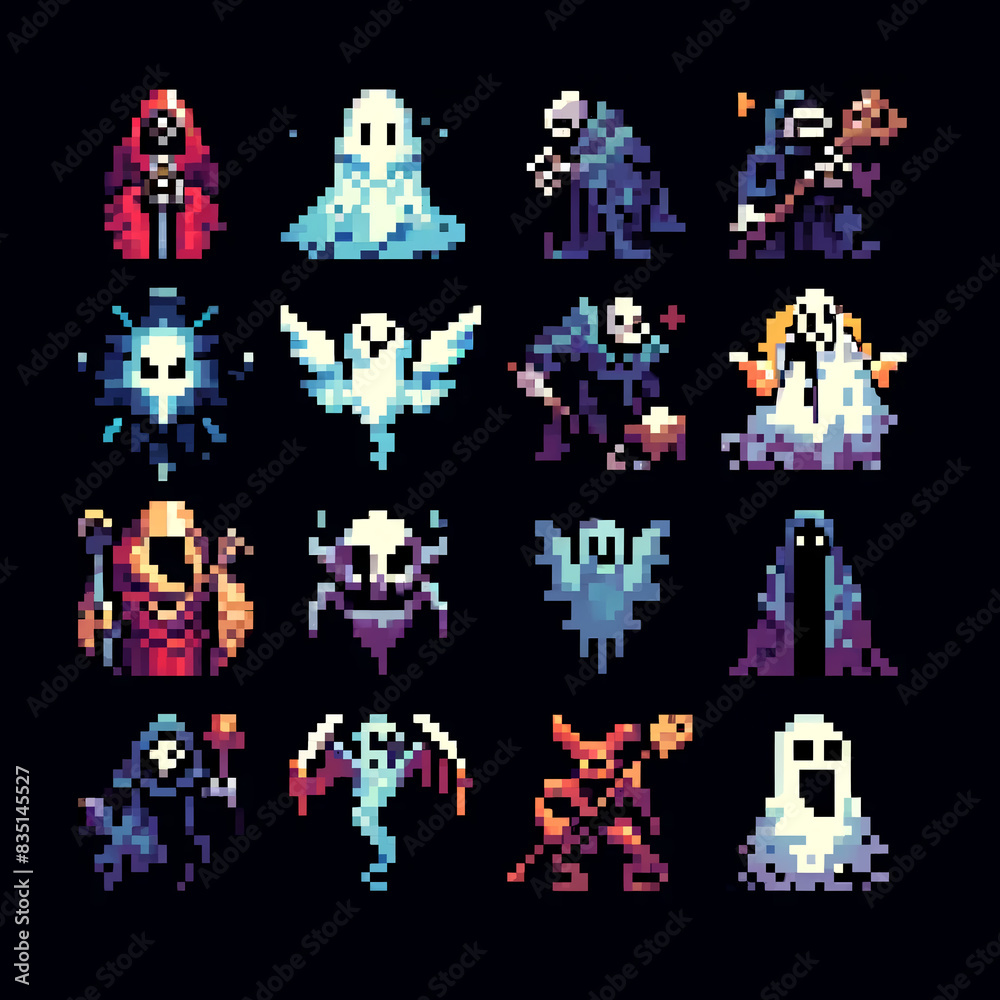 Pixel Art RPG Phantoms Sprite Sheet Stock Illustration | Adobe Stock
