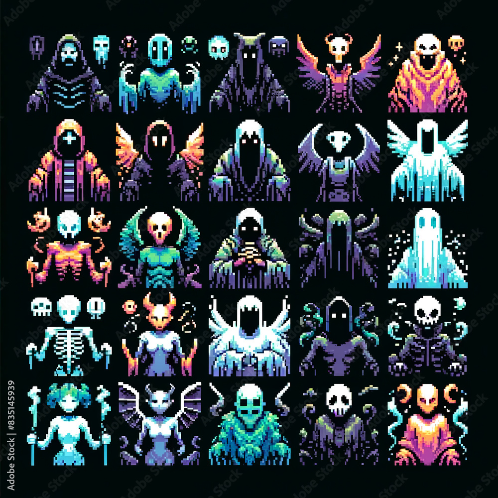 Pixel Art RPG Phantoms Sprite Sheet Stock Illustration | Adobe Stock