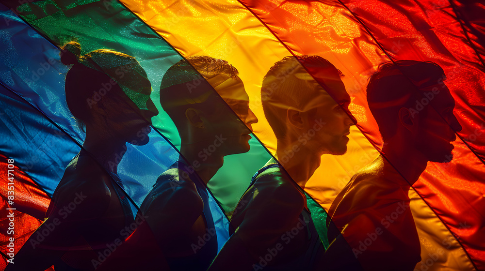 ภาพประกอบสต็อก Sports Diversity: Athletes Profiles Merged with Pride ...