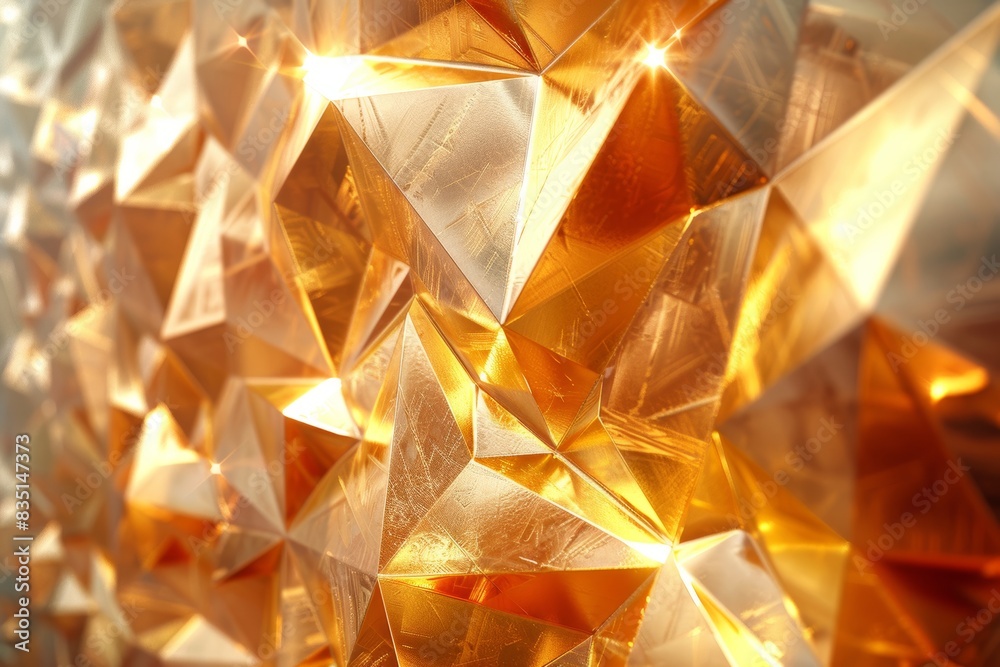 An exquisite 3D art piece showcasing a dynamic composition of golden ...