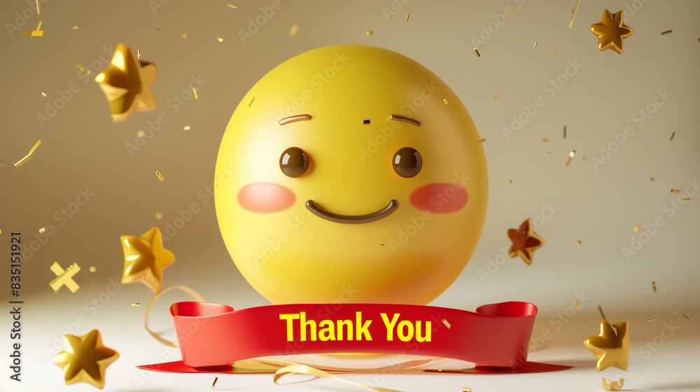 Render an image showing a 3D luxury yellow emoji, below which a red ...