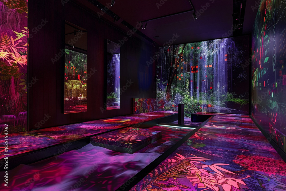 Chic Avant Art Gallery design with interactive sound and light art in a ...