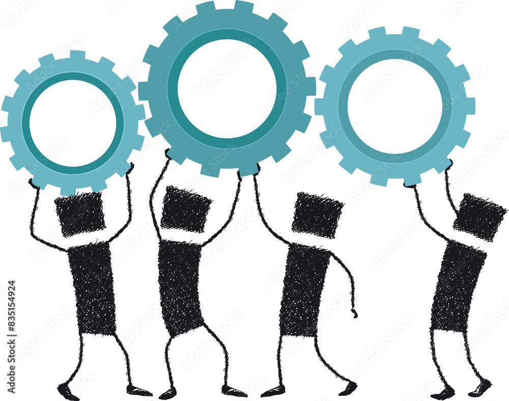 Building a team, stick figure. Illustration of a group of people ...