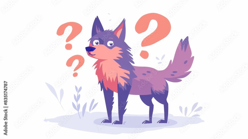 Cartoon modern illustration of a penitent wolf on a white background ...