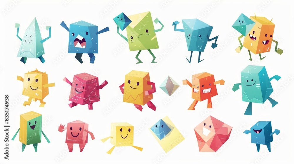 Various geometric cartoon shapes for children / modern illustration for ...