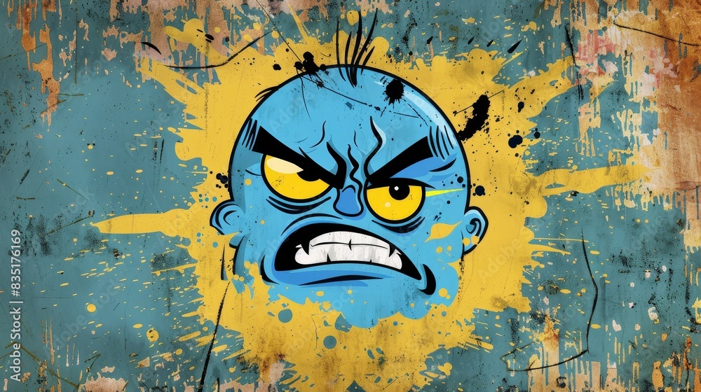 A retro worried cartoon character's face in anguish, expressing worry ...