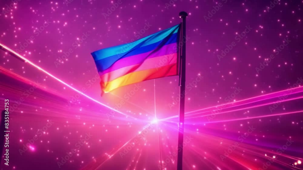 The dynamic neon Pride flag animation shines brightly in contrast to ...
