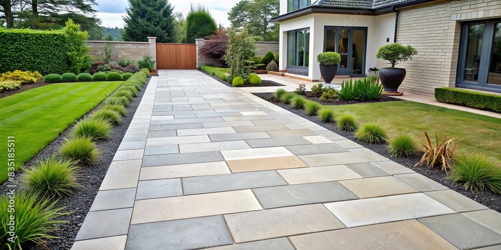 Paving slabs creating a smooth and modern walkway , paving, slabs ...