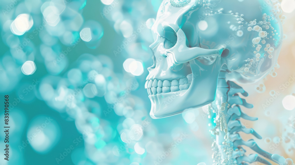 Human skeleton profile shown in educational exhibit Stock Illustration ...