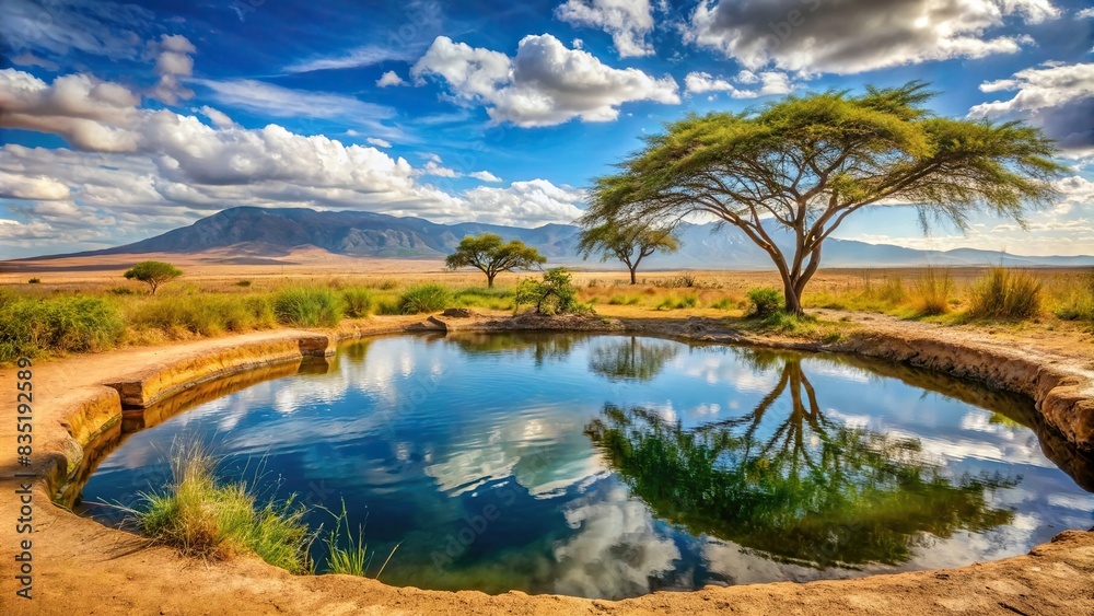 Stock photo of a pristine water source in Africa , African, children ...