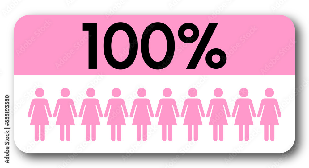 100 percent people icon vector graphic, Woman pictogram concept, 100 ...