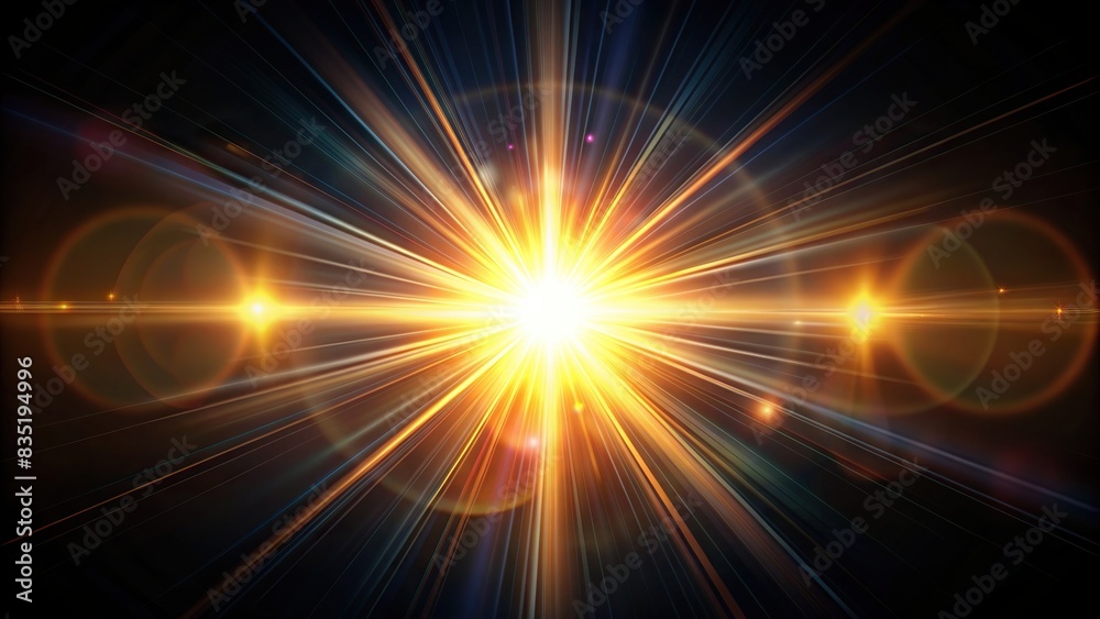 Lens flare effect over black background, abstract sun burst and digital ...