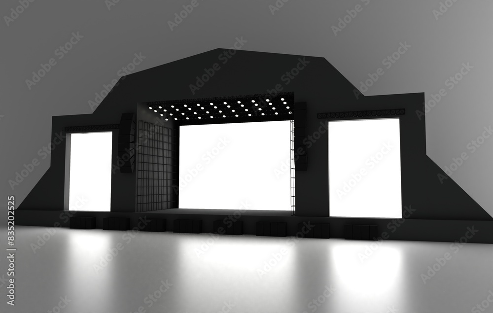 Stage rigging truss system with blank backdrop concert performance ...