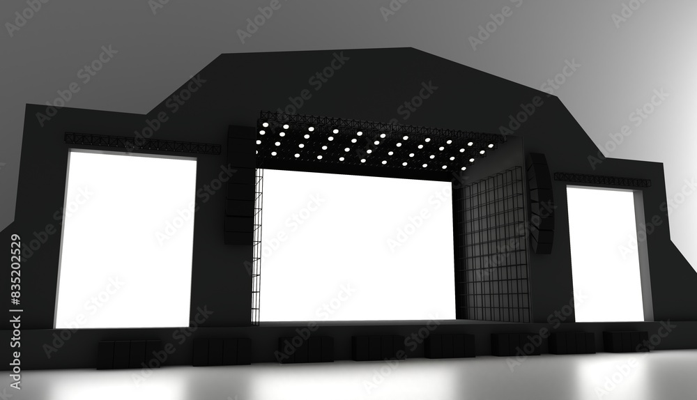 Stage rigging truss system with blank backdrop concert performance ...
