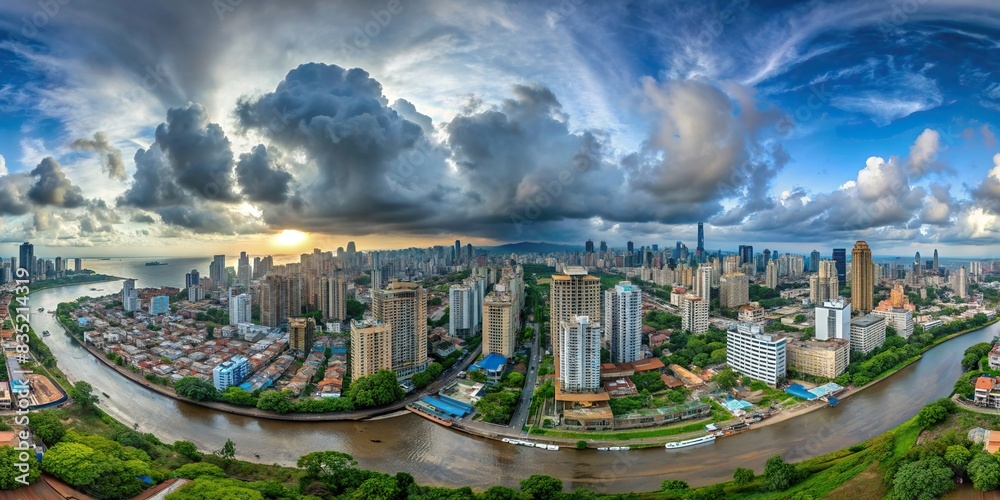 360 degree view of Mumbai City skyline in 8K resolution during monsoon ...
