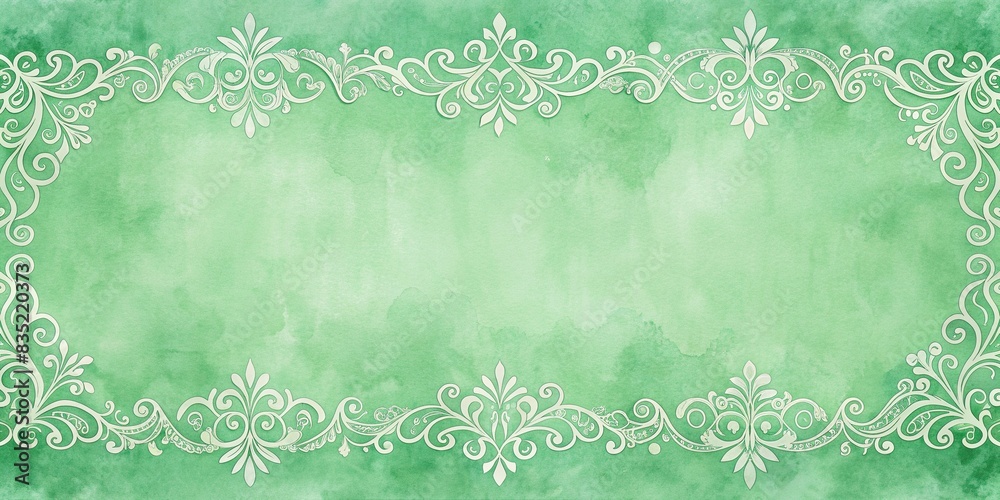 Abstract vintage pastel green watercolor border design on green ...