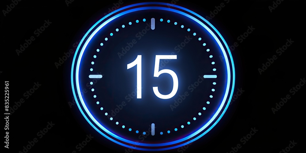 Minimal countdown timer with tailed lines circling counterclockwise from 15 to 0 seconds, 4K ...