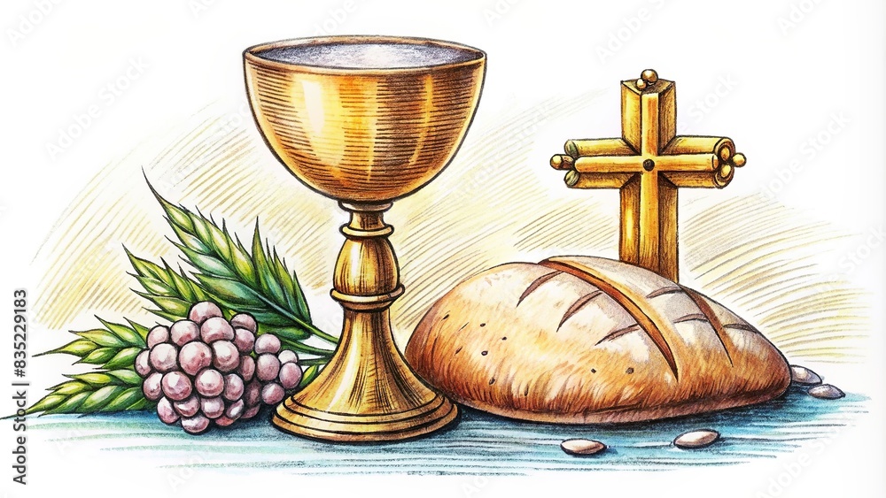 Hand drawn sketch of a First Holy Communion element , religious ...