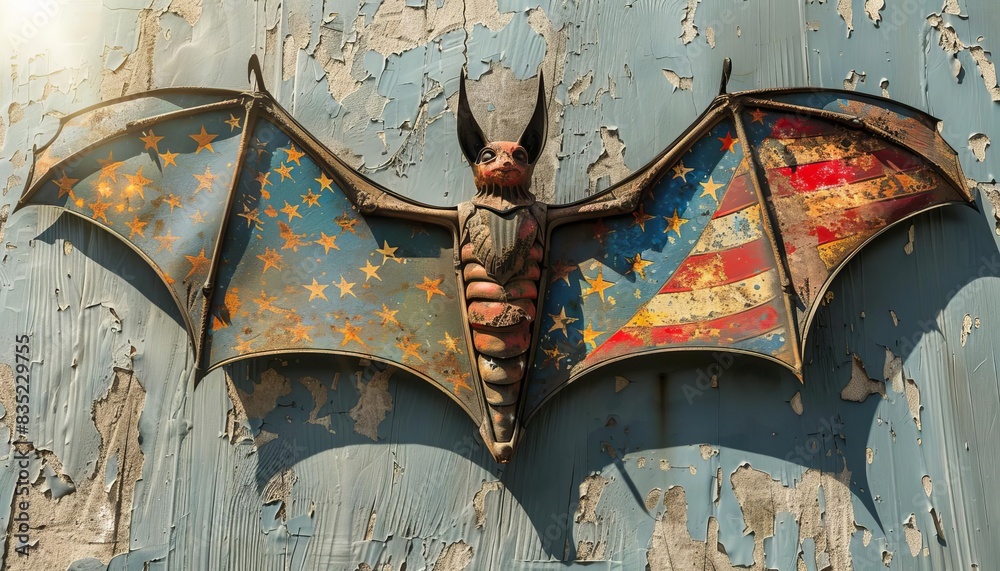 Patriotic bat adorned with American flag designs, celebrating the 4th ...