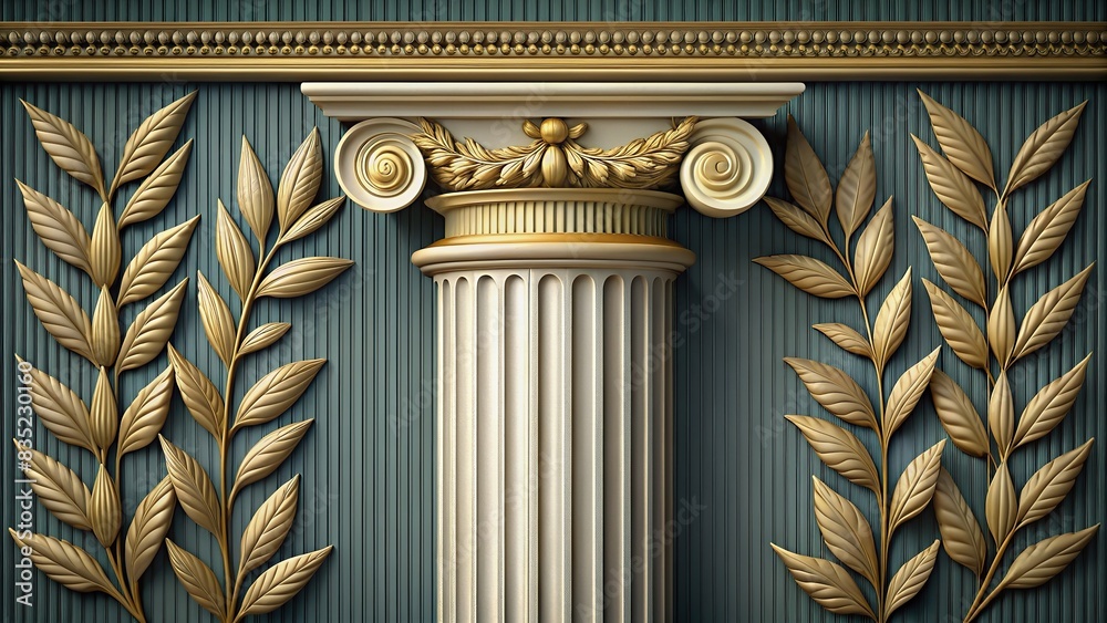 Ancient Greek pillar column with Laurel Wreath border pattern design ...