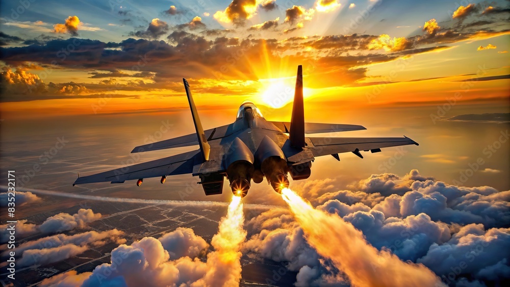 F15 Eagle fighter jet striking at sunset , aircraft, military, sunset ...