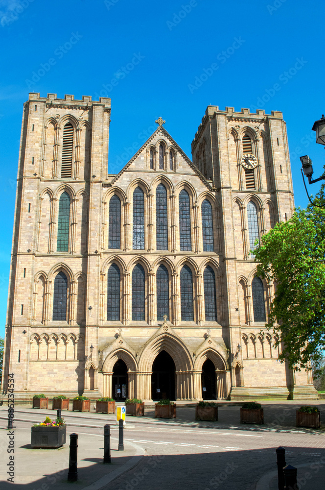The west front of the cathedral Church of St Peter and St Wilfrid, commonly known as Ripon ...