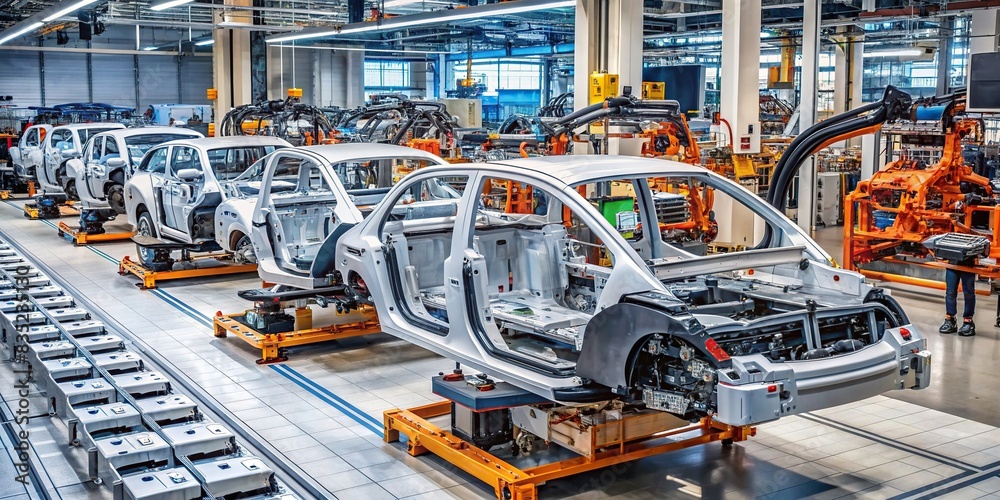 AI generative image of disassembled electric car components in a ...