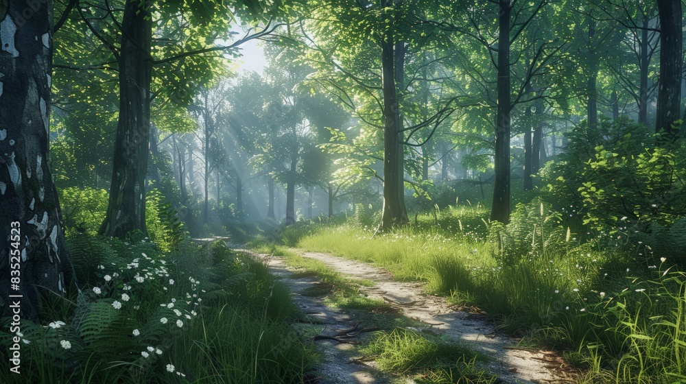 Lush Forest Path: Capture the serenity of a lush forest path with ...