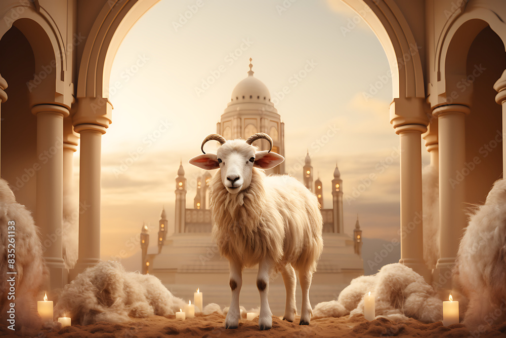 Goat Qurban Eid al adha mubarak festival islamic background, Witness ...