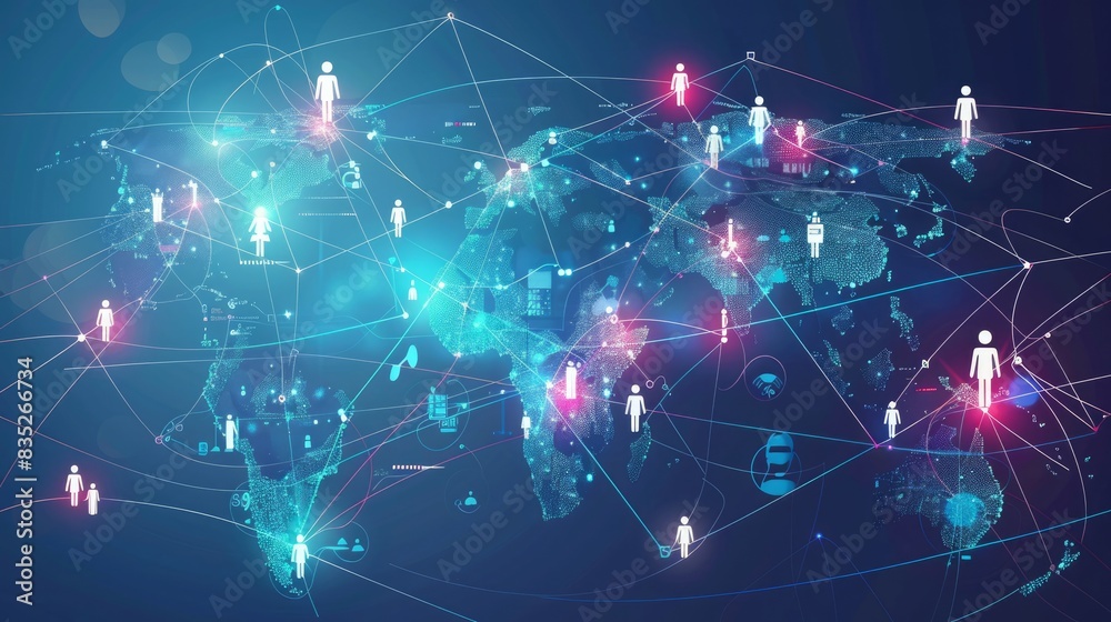 Introducing a new global business connection concept, a businessman ...