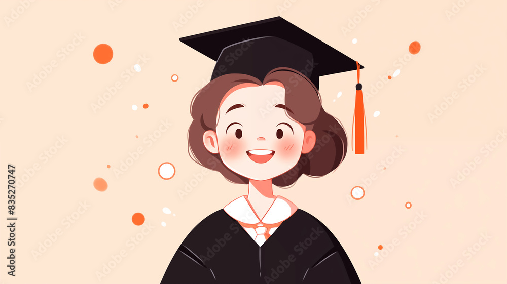 Hand drawn cartoon graduation girl illustration Stock Illustration ...