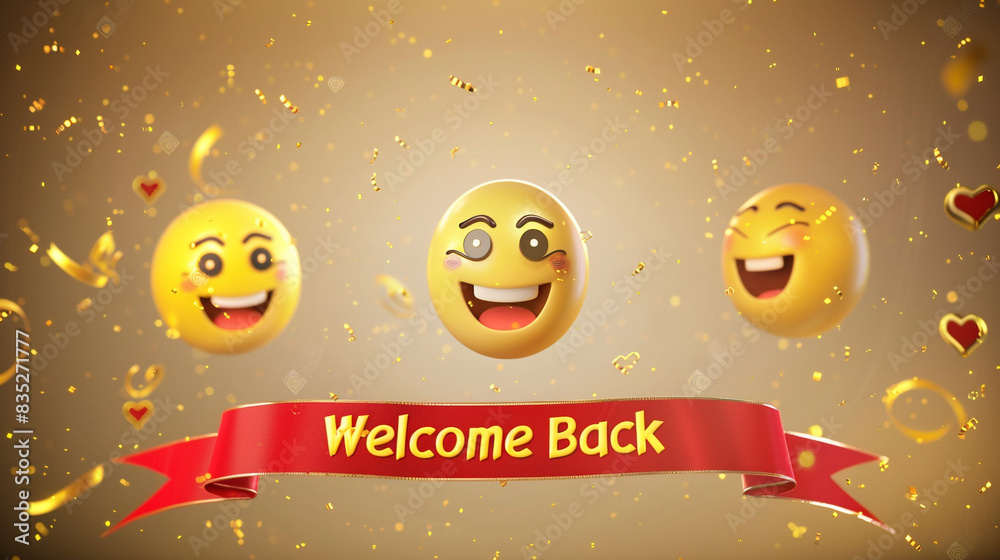 A muted gold background featuring a 3D luxury yellow emoji with ...