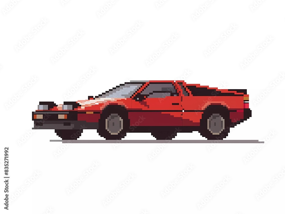 8-bit pixel car, pixel art vector illustration. isolated on white ...