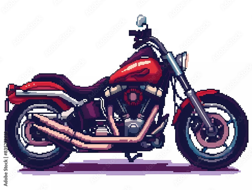 8-bit pixel motorbike, pixel art vector illustration. isolated on white ...