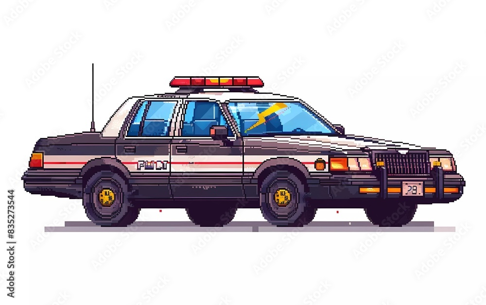 8-bit pixel police car, pixel art vector illustration. isolated on ...
