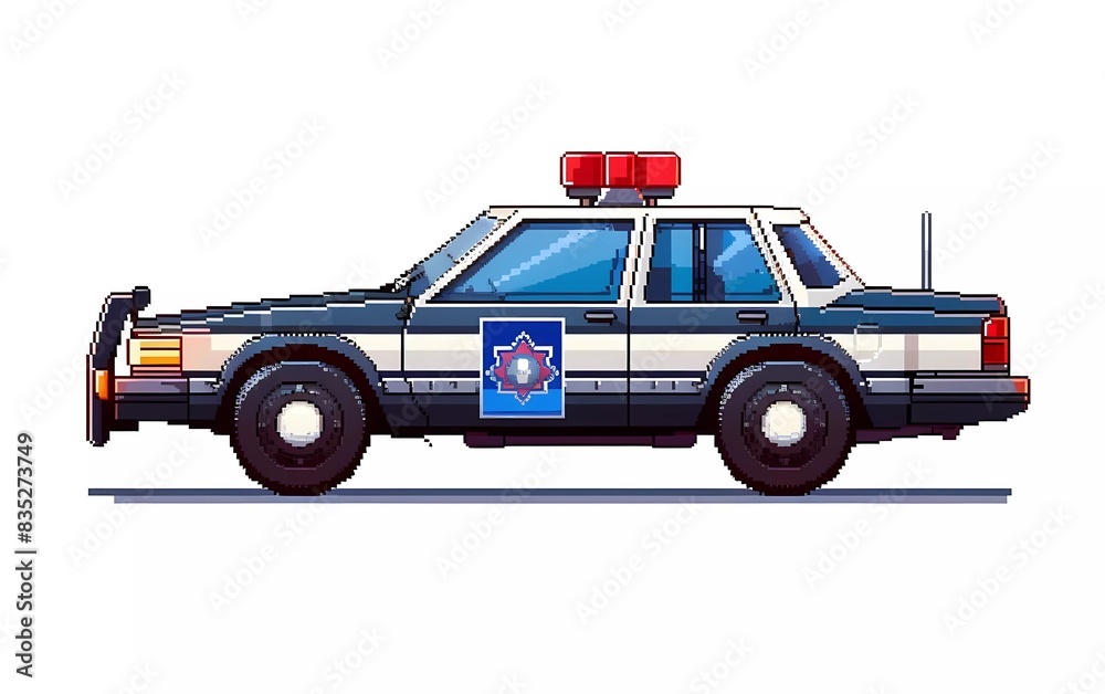 8-bit pixel police car, pixel art vector illustration. isolated on ...