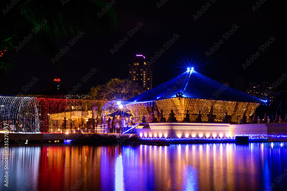Amazing Gangarama temple on a vesak day at night in Sri Lanka Stock ...
