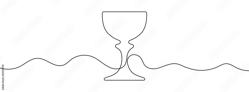 Continuous editable line drawing of holy grail. One line drawing ...