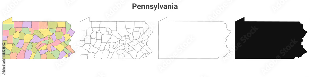 Pennsylvania administrative map, Pennsylvania outline and counties ...