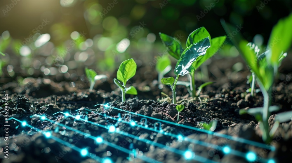 A soil sampling device collecting data on pH levels nutrient levels and ...
